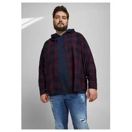 Jack & Jones Karohemd "GINGHAM TWILL SHIRT", Herren, Gr. 4XL (64/66), N-Gr, rot (bordeaux, kariert), Web, Obermaterial: 100% Baumwolle, JACK & JONES PLUSSIZE, normal, Hemden Karohemd, Bis Gr&ouml;&szlig;e 6XL