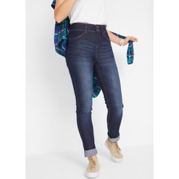 bonprix Damen Slim-fit-Jeans "Slim-Fit-Jeans High Waist, Komfort-Stretch", blau, Gr. 34, unifarben, Denim/Jeans, Obermaterial: 82% Baumwolle, 17%