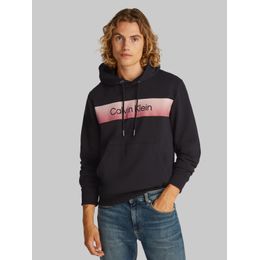 Calvin Klein Herren Hoodie "LINEAR OMBRE CHEST LOGO HOODIE", schwarz, Gr. XL, bedruckt, Sweatware, Obermaterial: 100% Baumwolle, Sweatshirts, mit Logo