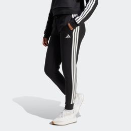 Sporthose adidas Sportswear "W 3S FL SL PT", Damen, Gr. S, N-Gr, schwarz, wei&szlig;, normal, gr., Obermaterial: 55% Baumwolle, 36% Polyester, 9% Viskose, Hosen Sporthose, schmal geschnitten, f&uuml;r vielseitige Aktivit&auml;ten, aus Baumwollmix