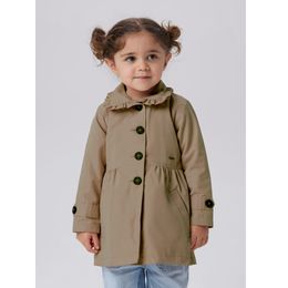 Kurzmantel name it "NMFMADELIN TRENCH COAT NOOS", M&auml;dchen, Gr. 116, savannah tan, Web, Obermaterial: 85% Polyester, 15% Baumwolle, unifarben, figurumspielend Po-bedeckend, mit Knopf,mit Riegel, M&auml;ntel Kurzmantel, im romantischen Look