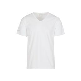 TRIGEMA Damen T-Shirt "TRIGEMA T Shirt aus Biobaumwolle mit V-Ausschnitt", wei&szlig;, Basic, Gr. L, Single Jersey, 100% Baumwolle (Bio-Baumwolle kbA),