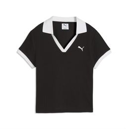 Poloshirt Puma "Wardrobe Essentials Polo Damen", Damen, Gr. L, schwarz, Obermaterial: 59% Baumwolle, 41% Polyester. Rippe: 100% Baumwolle, clean, slim fit, Shirts