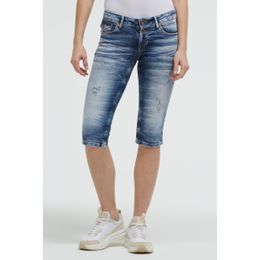 SOCCX Damen Slim-fit-Jeansdistressed vintage blau, Gr. 29, Destroyed-Effekte, Denim/Jeans, Material: 99% Baumwolle, 1% Elasthan, Zusatz: Enth&auml;lt