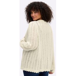 sheego Damen Strickjacke, beige, Gr. 56, unifarben, 80% Polyacryl, 20% Baumwolle, Strickjacken