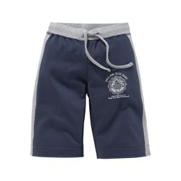 Sweatshorts Kidsworld "modische Sweatbermudas", Jungen, Gr. 152/158, N-Gr, blau (marine), angeraute Sweatware, Obermaterial: 100% Baumwolle. Obermaterial Melange: 90% Baumwolle, 10% Viskose, bedruckt, Basic, Hosen Sweatshorts, mit coolem Druck vorn