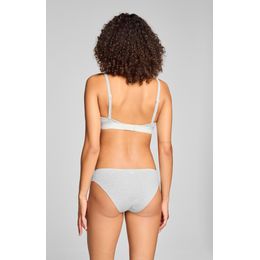 Puma Damen Slip "Puma WOMEN INVISIBLE COTTON BRIEFS 2P", Gr. M, grau, Jersey, Obermaterial: 88% Baumwolle, 12% Elasthan, Unterhosen, nahtlose R&auml;nder