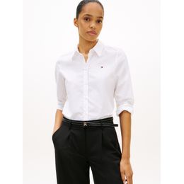 Tommy Hilfiger Damen Hemdbluse "STRETCH REGULAR LS SHIRT", wei&szlig;, Gr. 40, unifarben, Web, Obermaterial: 97% Baumwolle, 3% Elasthan, Blusen, mit