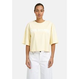 Smith & Soul Rundhalsshirt SMITH & SOUL, Damen, Gr. XL, butter, Single Jersey, Material: 100% Baumwolle, bedruckt, gerade kurz, Rundhals, eingesetzt gerader Abschluss, Shirts Rundhalsshirt, aus Baumwolle