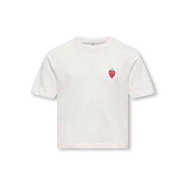 KIDS Only M&auml;dchen T-Shirt "KOGREX S/S PRINTED TOP JRS", wei&szlig;, Gr. 122, unifarben, Jersey, Obermaterial: 100% Baumwolle, Shirts, mit s&uuml;&szlig;em Brustmotiv