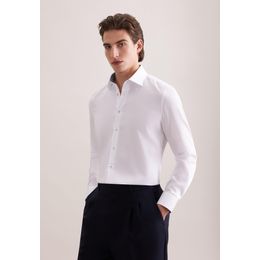 Businesshemd Seidensticker "Schwarze Rose", Herren, Gr. M (39), verl&auml;ngerte &Auml;rmell&auml;ngen, wei&szlig;, 100% Baumwolle, unifarben, tailored fit, 2-Knopf-Manschette, Hemden, Shaped 1/1 Extra lang Kentkragen Uni