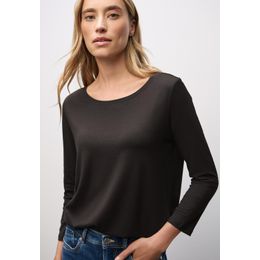 Street One Damen Langarmshirt, schwarz, Gr. 34, unifarben, Web, 50% Baumwolle, 50% Modal, Shirts, in Unifarbe