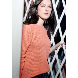 Damen Strickpullover, orange, Gr. 42, STREET ONE STUDIO, unifarben, Grobstrick, 100% Baumwolle, Pullover, aus reiner Baumwolle