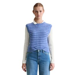 Marc O'Polo Damen Strickpullover "aus softem Schurwolle-Mix", blau, Gr. L, MARC O'POLO DENIM, unifarben, Obermaterial: 87% Schurwolle, 13% Polyamid, Pullover