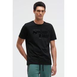 CAMP DAVID Damen Rundhalsshirtschwarz, Gr. S, bedruckt, Single Jersey, Material: 95% Baumwolle, 5% Elasthan, Shirts, mit Baumwolle