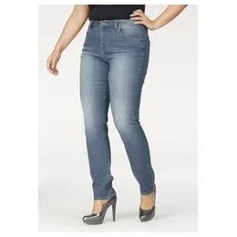 Slim-fit-Jeans Arizona "Curve-Collection", Damen, Gr. 50, N-Gr, blau (blau used), Jeans, Obermaterial: 99% Baumwolle, 1% Elasthan, Basic, schmal lang, Jeans Slim-fit-Jeans, hohe Leibh&ouml;he, Five-Pocket-Design, Zip-Fly