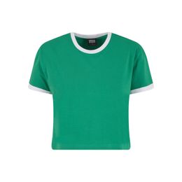 T-Shirt Urban Classics "Urban Classics Ladies Contrast Retro T-Shirt", Damen, Gr. 5XL, froggr&uuml;n, wei&szlig;, 95% Baumwolle, 5% Elasthan, unifarben, loose fit, Rundhals, Shirts T-Shirt