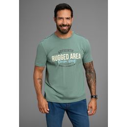 MAN'S WORLD T-Shirt MAN'S WORLD, Herren, Gr. XXL (60/62), gr&uuml;n, Single Jersey, Obermaterial: 100% Baumwolle, bedruckt, regular fit, Rundhals, Shirts T-Shirt, Kurzarm, Regular Fit, mit Print, Rundhalsausschnitt