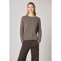 Strickpullover Street One, Damen, Gr. 46, light terra mocha, Web, 100% Baumwolle, unifarben, comfort fit normal, Rundhals, Rippb&uuml;ndchen, Pullover Strickpullover, aus reiner Baumwolle