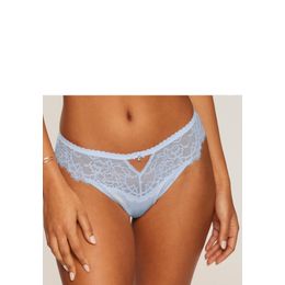 String Lascana "Alana", Damen, Gr. 36/38, blau (hellblau), Obermaterial: 56% Polyamid, 32% Seide, 12% Elasthan, Unterhosen String, mit hohem Seidenanteil und edler Spitze