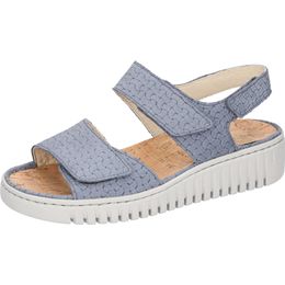 Waldl&auml;ufer Plateausandale WALDL&Auml;UFER "K-VALERIE", Damen, Gr. 6 (39), jeansblau, Nubukleder, Flechtoptik, Basic, Schuhe, Sommerschuh, Bequemschuh, Klettschuh in Extraweite K