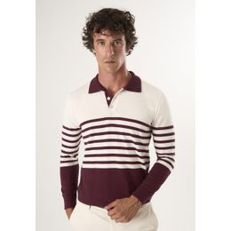 FELIX HARDY Herren Polokragenpullover "Strickpullover mit Polokragen"bordeaux, Gr. L, 100% Baumwolle, Pullover