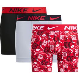 Boxer NIKE UNDERWEAR "BOXER BRIEF 3PK", Herren, Gr. S, 3 Stk., u rd jdi tp p, w g, bk wb, bk, u rd swb, Jersey, Obermaterial: 92% Polyester, 8% Elasthan, k&ouml;rpernah, Unterhosen, mit Logo-Elastikbund