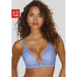 Schalen-BH Vivance "Mirabella", Damen, Gr. 75, Cup D, blau (hellblau), Microtouch, Obermaterial: 69% Polyamid, 21% Polyester, 10% Elasthan, BHs Schalen-BH, mit extra tiefem Aussschnitt