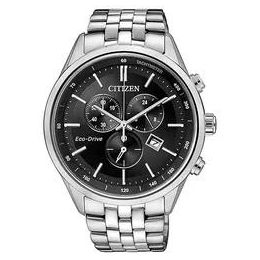 Chronograph Citizen, silber (silberfarben, schwarz), Armbanduhren, Herren, Chronograph, Armbanduhr, Herrenuhr, Solar, Stoppfunktion, Edelstahlarmband