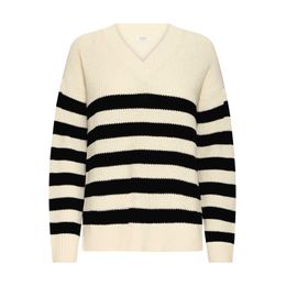 V-Ausschnitt-Pullover oxmo "V-Ausschnitt-Pullover OXKalane", Damen, Gr. XXL, wei&szlig; (marshmallow), Obermaterial: 70% Baumwolle CO recyc.. 30% Polyester Pol. recyc.., Pullover