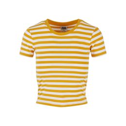 T-Shirt Urban Classics "Urban Classics Damen Ladies Short Striped Tee", Damen, Gr. 4XL, wei&szlig;, magicmango, 100% Baumwolle, gestreift, loose fit, Rundhals, Shirts T-Shirt