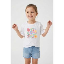 T-Shirt Blue Seven, M&auml;dchen, Gr. 110, wei&szlig;, Single Jersey, Obermaterial: 100% Baumwolle, bedruckt, normal, Rundhals, Shirts T-Shirt
