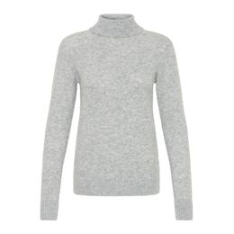 Rollkragenpullover oxmo "Rollkragenpullover OXSigne", Damen, Gr. L, grau (grau melange), Obermaterial: 44% Polyester Pol. recyc.. 23% Polyacryl PAN. 22% Polyester PES. 8% Wolle WO. 3% Elasthan EL., Pullover Rollkragenpullover