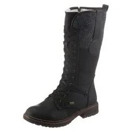 Schn&uuml;rstiefel Rieker, Damen, Gr. 43 (8,5/9), Varioschaft, schwarz, Filz, Nubuklederimitat, unifarben, Basic, Schuhe Schn&uuml;rstiefel, Winterstiefel, Blockabsatz, Warmfutter, mit Tex-Ausstattung