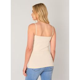 Base Level Damen Spaghettitop "Yoshji", beige, Gr. 46, Jersey, Obermaterial: 94% Baumwolle, 6% Elasthan, Tops, in cleaner Optik