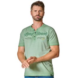 Henleyshirt Casamoda "Casamoda Henley uni", Herren, Gr. XXL, blau (t&uuml;rkis), 100% Baumwolle, Shirts