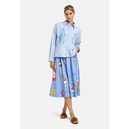 Milano Italy Gestreifte Oversized Bluse mit Print Damen Gr&ouml;&szlig;e M blau