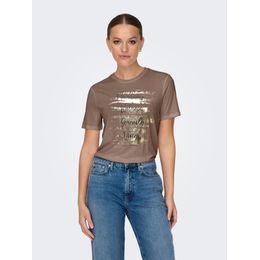Kurzarmshirt Only "ONLFREE LIFE MODAL S/S ATELIER TOP JRS", Damen, Gr. XS, mountain trail print:librarian harmony, Jersey, Obermaterial: 70% Modal, 30% Polyester, bedruckt, regular fit normal, Rundhals, Shirts, Materialmix, Rundhals
