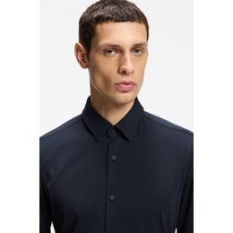 BOSS Herren Businesshemd "HANK", schwarz, Gr. 40, unifarben, Web, Obermaterial: 75% Baumwolle, 25% Polyester, Hemden, Kentkragen, Slim Fit,