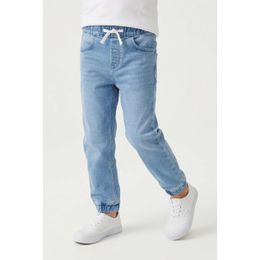 Straight-Jeans Tom Tailor, Jungen, Gr. 128, N-Gr, used light stone blau denim, Denim/Jeans, Obermaterial: 74% Baumwolle, 24% Polyester, 2% Elasthan. Futter: 100% Baumwolle, unifarben, straight fit lang, Jeans Straight-Jeans, mit elastischem Bund