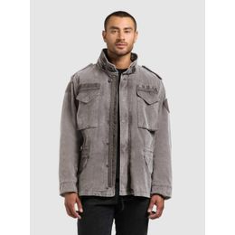 Fieldjacket Khujo "GENE", Herren, Gr. L, slate grau, Web, 100% Baumwolle, unifarben, regular fit h&uuml;ftlang, eingesetzt eingefasste Kante mit Klettverschluss, Jacken