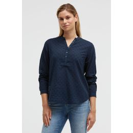 Langarmbluse SOCCX, Damen, Gr. L, blau, Web, Material: 100% Baumwolle, bedruckt, slim fit normal, ohne Ausschnitt, mit Riegel 1-Knopf-Manschette, Blusen, im Turn-Up-Look