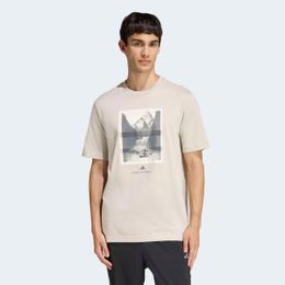 Herren T-Shirt "OUTDOOR KAJAK GRAFIK", beige, Gr. L, adidas Sportswear, Obermaterial: 100% Baumwolle, Shirts
