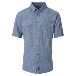 Kurzarmhemd Casamoda "Casamoda Leinenhemd Kurzarm gestreift", Herren, Gr. XL, Normalgr&ouml;&szlig;en, blau (hellblau), 63% Baumwolle, 37% Leinen, gestreift, l&auml;ssig geschnitten, Hemden