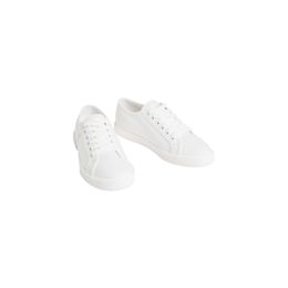 Sneaker Calvin Klein Jeans "ESS VULC LOW CV MG WN", Damen, Gr. 42, wei&szlig;, Textil, unifarben, Schuhe Sneaker, Halbschuh, Freizeitschuh, Schn&uuml;rschuh in Retro-Optik