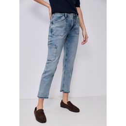 Street One Damen Slim-fit-Jeans, blau, Gr. 29, unifarben, Jeans, 85% Baumwolle, 9% Polyester, 4% Elastomultiester, 2% Elasthan, Jeans, im Cargo-Style