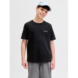 Jack & Jones T-Shirt JACK & JONES JUNIOR "JORMONTAUK BACK GRAPHIC TEE SS EA26 JNR", Jungen, Gr. 176, schwarz detail:with bandana, Single Jersey, Obermaterial: 100% Baumwolle, unifarben, relaxed fit normal, Rundhals, Shirts T-Shirt