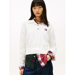 Strickpullover Tommy Jeans "TJW FLUFFY POLO SWEATER", Damen, Gr. XL (42), ancient wei&szlig;, Strick, Obermaterial: 55% Polyester, 19% Polyacryl, 15% Alpaka, 8% Wolle, 3% Elasthan, unifarben, regular fit, Rippb&uuml;ndchen, Pullover Strickpullover