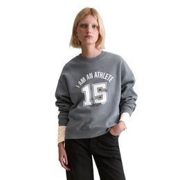 Marc O'Polo Sweatshirt MARC O'POLO DENIM "mit kuschelig gerauter Innenseite", Damen, Gr. L, asphalt melange, Obermaterial: 100% Baumwolle, unifarben, relaxed fit, Rundhals, normaler Saum, Sweatshirts Sweatshirt