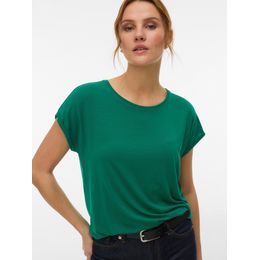 V&eacute;ro Moda Rundhalsshirt VERO MODA "VMAVA PLAIN SS TOP GAJRS NOOS", Damen, Gr. XL, gr&uuml;n (bosphorus), Jersey, Obermaterial: 95% Lyocell, 5% Elasthan, unifarben, regular fit normal, Rundhals, Shirts Rundhalsshirt, Materialmix, regular fit
